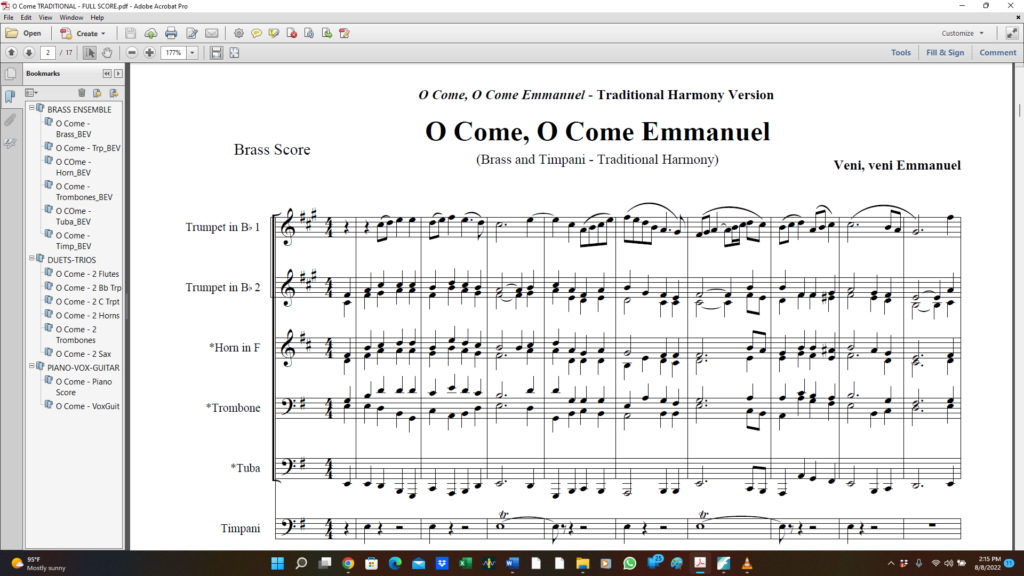 O Come Emmanuel – Traditional Harmony Version – CuthbertPraise